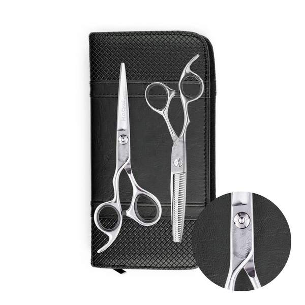 Lefty Damascus Silver Offset Hairdressing Scissors Thinner Combo ...